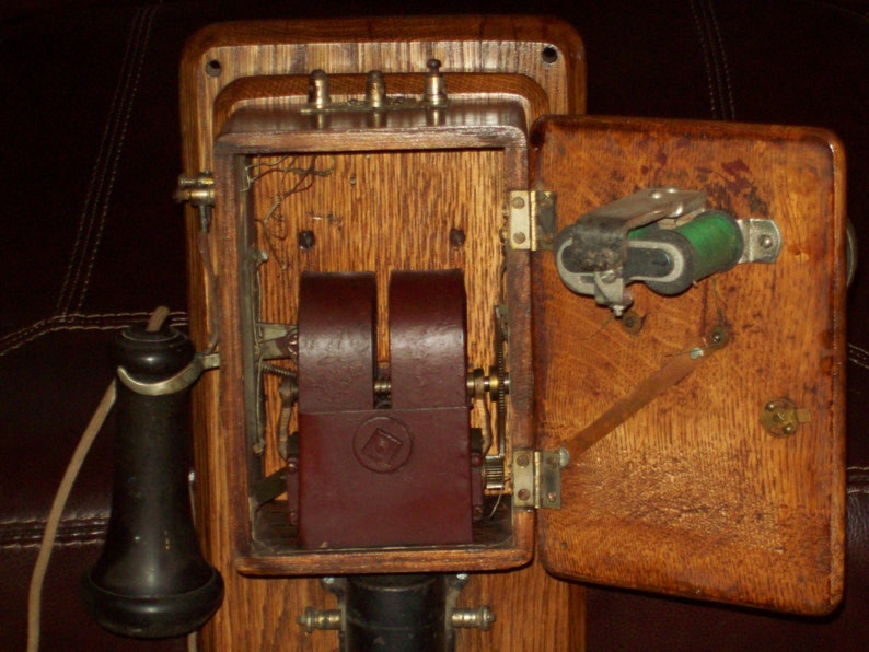 Rare Wide Bottom Double Wood Box Telephone Antique Wall - Etsy