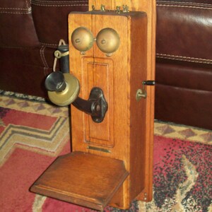 Antique Telephone Early Wood Box Hand Crank Phone Unit This Piece Does ...