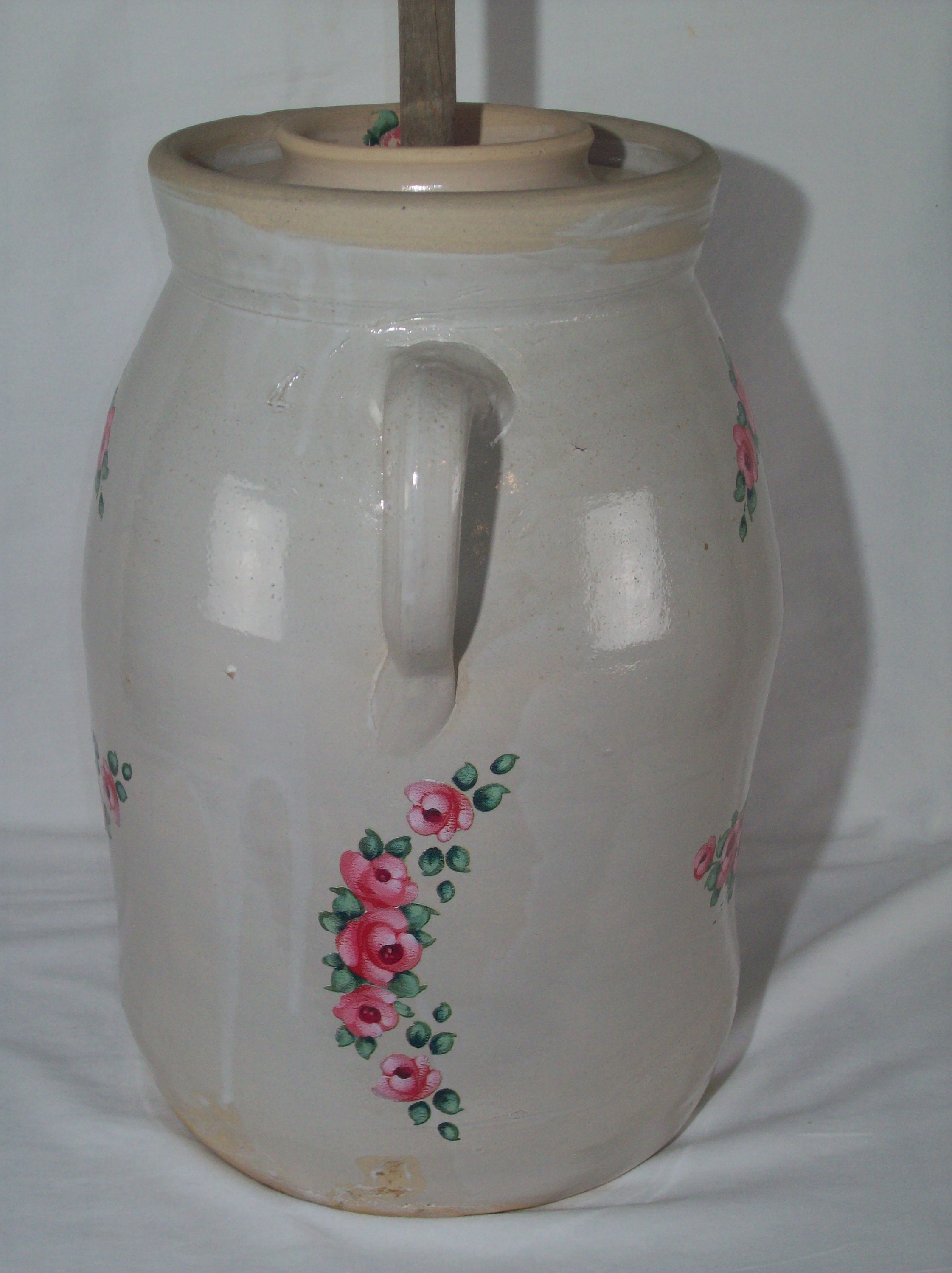 Primitive Stoneware Butter Churn With Floral Design ~ Comes With Lid ...