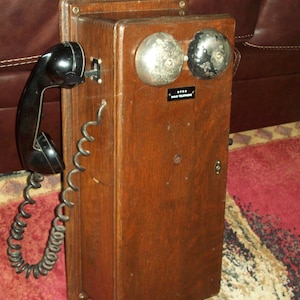 Early Western Electric "union Pacific Railroad" Antique Oak Wall Phone ...