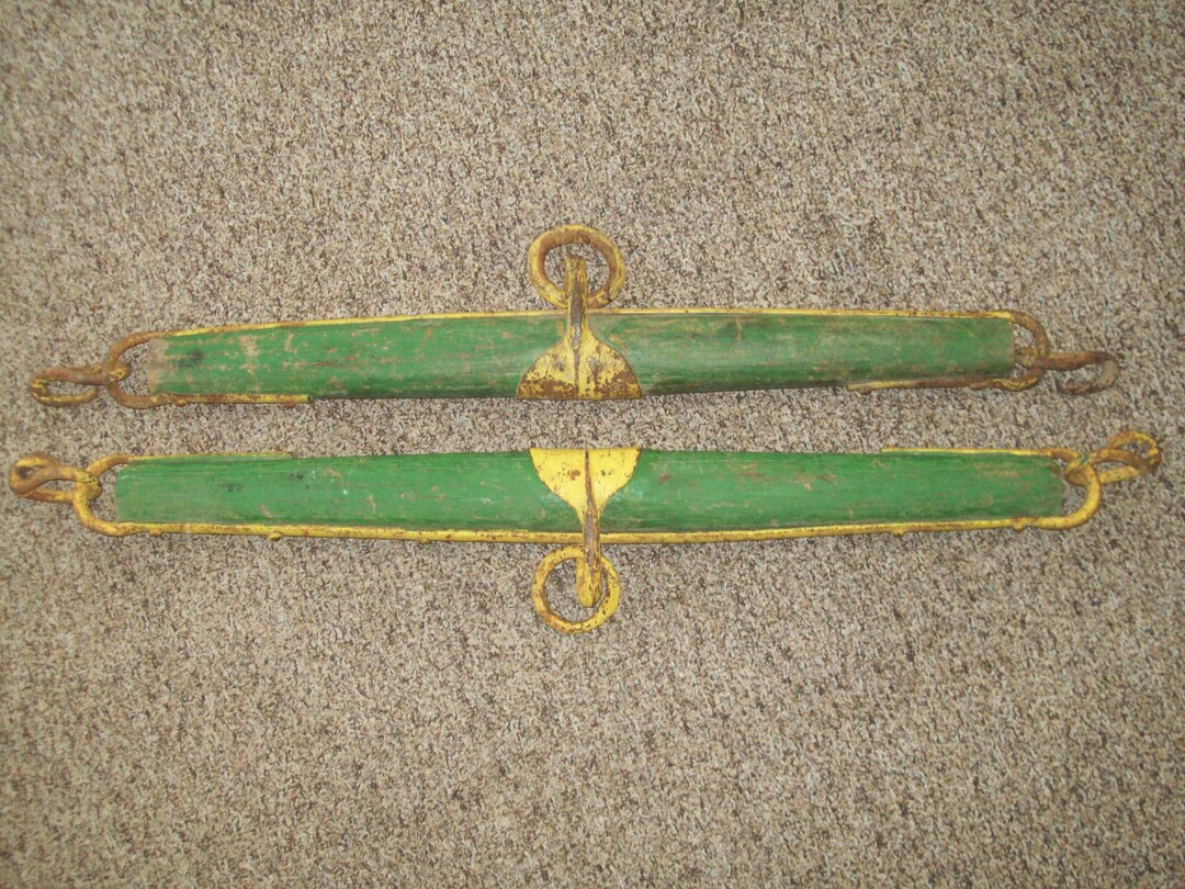 2 Primitive Ox Horse Yoke Single Trees, Hand Forged Farm Decor, John ...