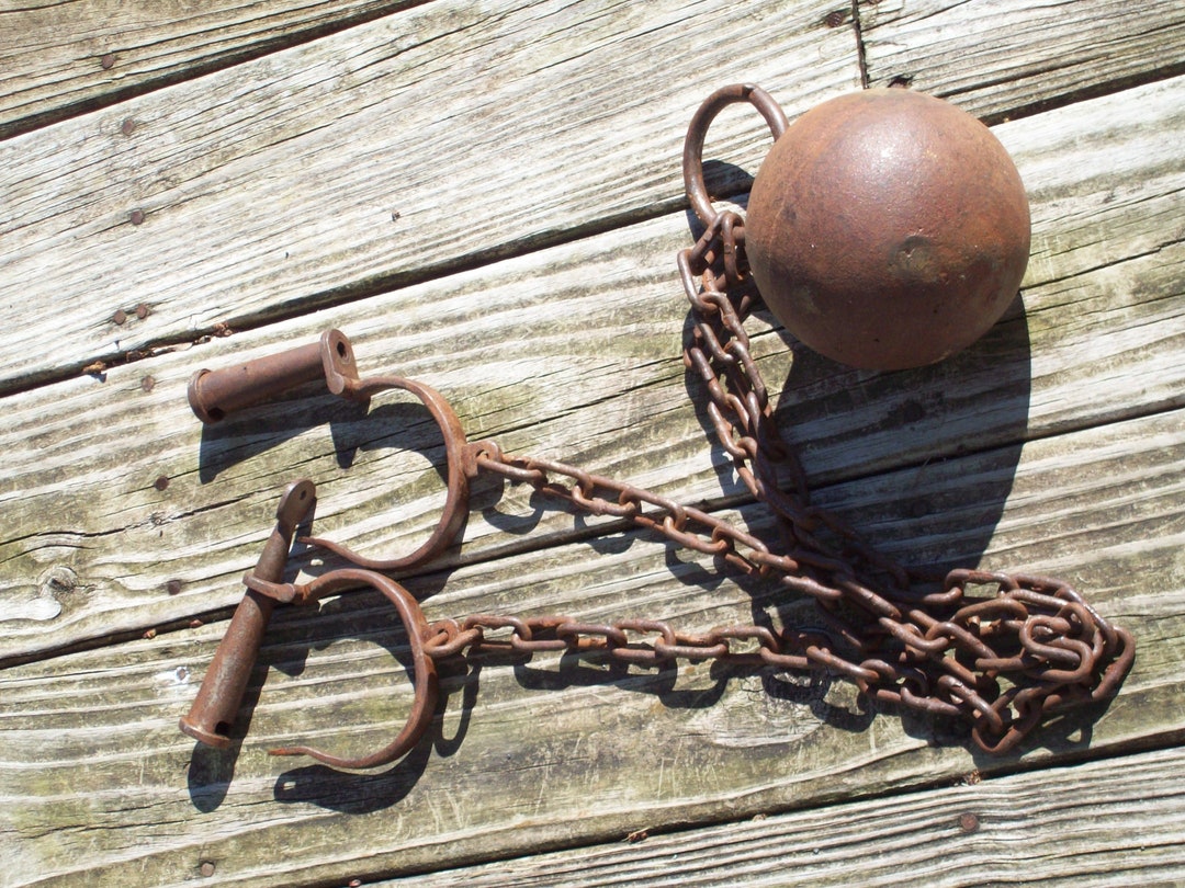 Alcatraz Prison Cast Iron Ball & Chain, Leg Irons ~ Awesome Display ...