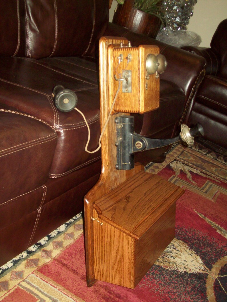 Rare Wide Bottom Double Wood Box Telephone Antique Wall - Etsy