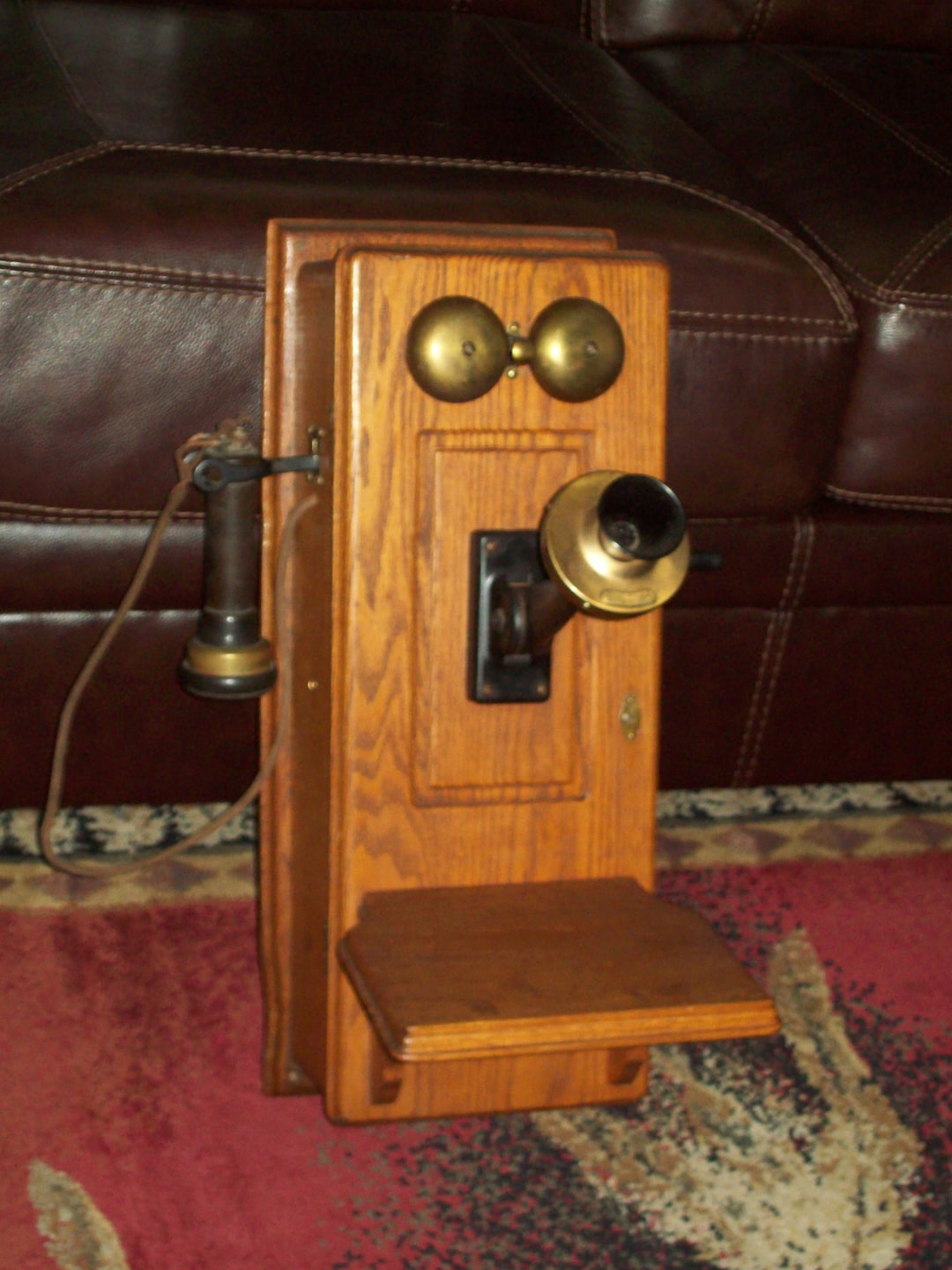 Early Western Antique Oak Wall Phone Hand-crank Wall Phone Nice Display ...