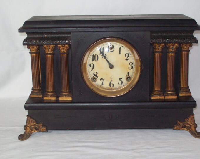 Antique 1913 Gilbert Key Wind Pendulum Movement Mantle / Shelf Clock ...