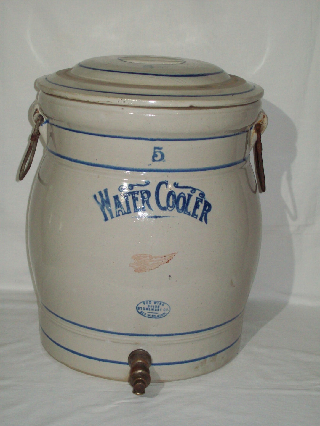 Primitive #5 Red Wing Stoneware Water Cooler Crock ~ Early Antique ...