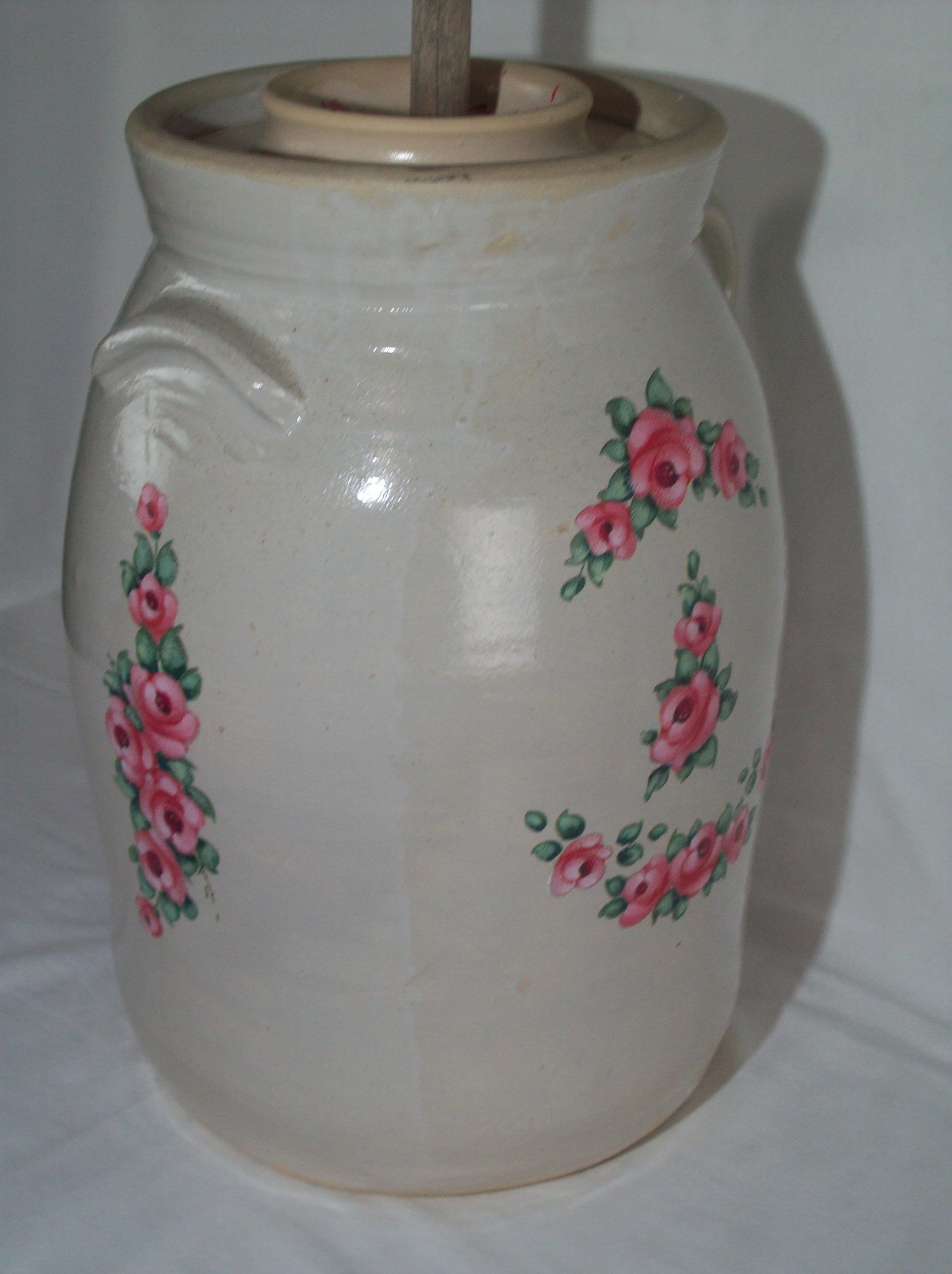 Primitive Stoneware Butter Churn With Floral Design ~ Comes With Lid ...