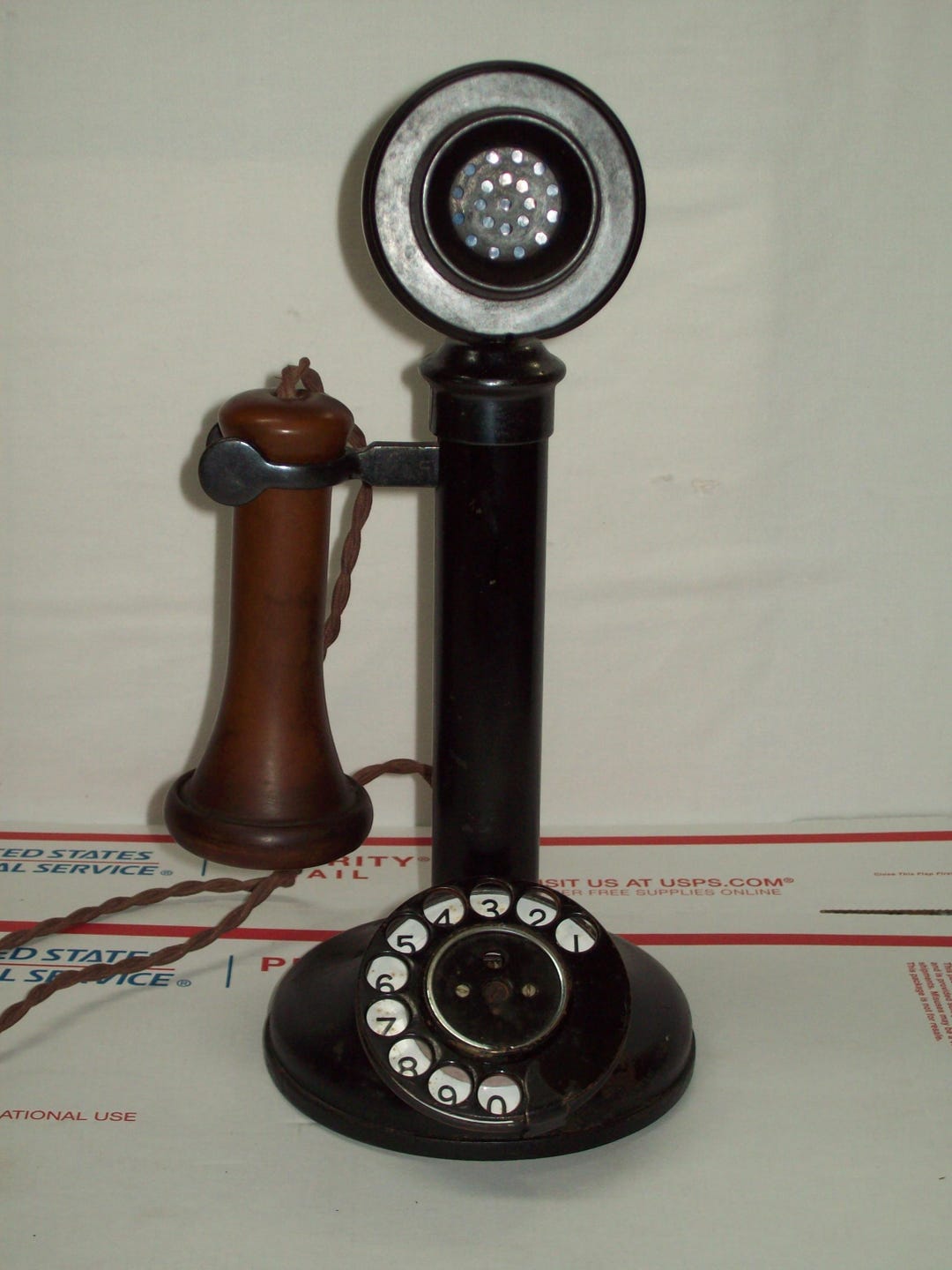 Early 1900's Antique Rotary-dial Candlestick Telephone With Weighted ...