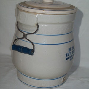 L@@K Rare Primitive #3 Red Seal Stoneware Water Cooler Crock ~ Displays ...