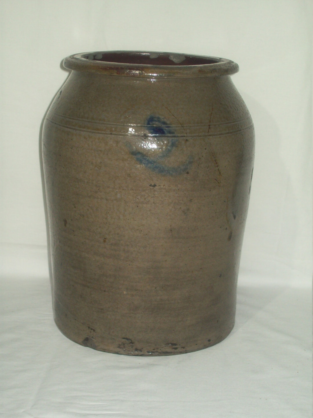 Primitive #2 Salt Glaze Stoneware Crock Container ~ Nice Rare Antique ...