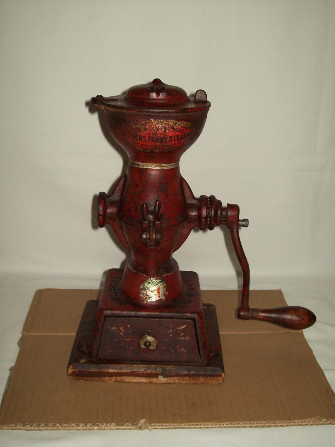 L@@K ~ "landers Frary & Clark" Antique Cast Iron Hand Crank Coffee ...