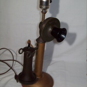 Early 1900's Kellogg ~ Brass Candle Stick Telephone Light ~ Antique ...