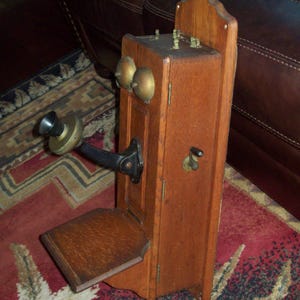 Antique Telephone Early Wood Box Hand Crank Phone Unit This Piece Does ...