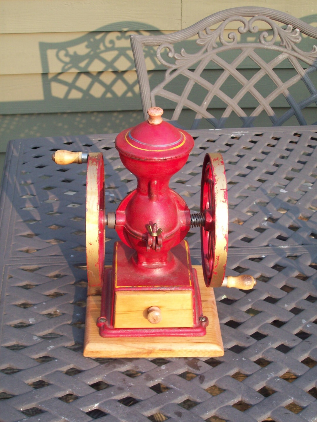 L@@K ~ Antique Cast Iron Hand Crank Double Wheel Coffee Grinder Swift ...