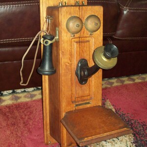Antique Telephone ~ Early Wood Box Hand Crank Phone Unit ~ This Piece ...