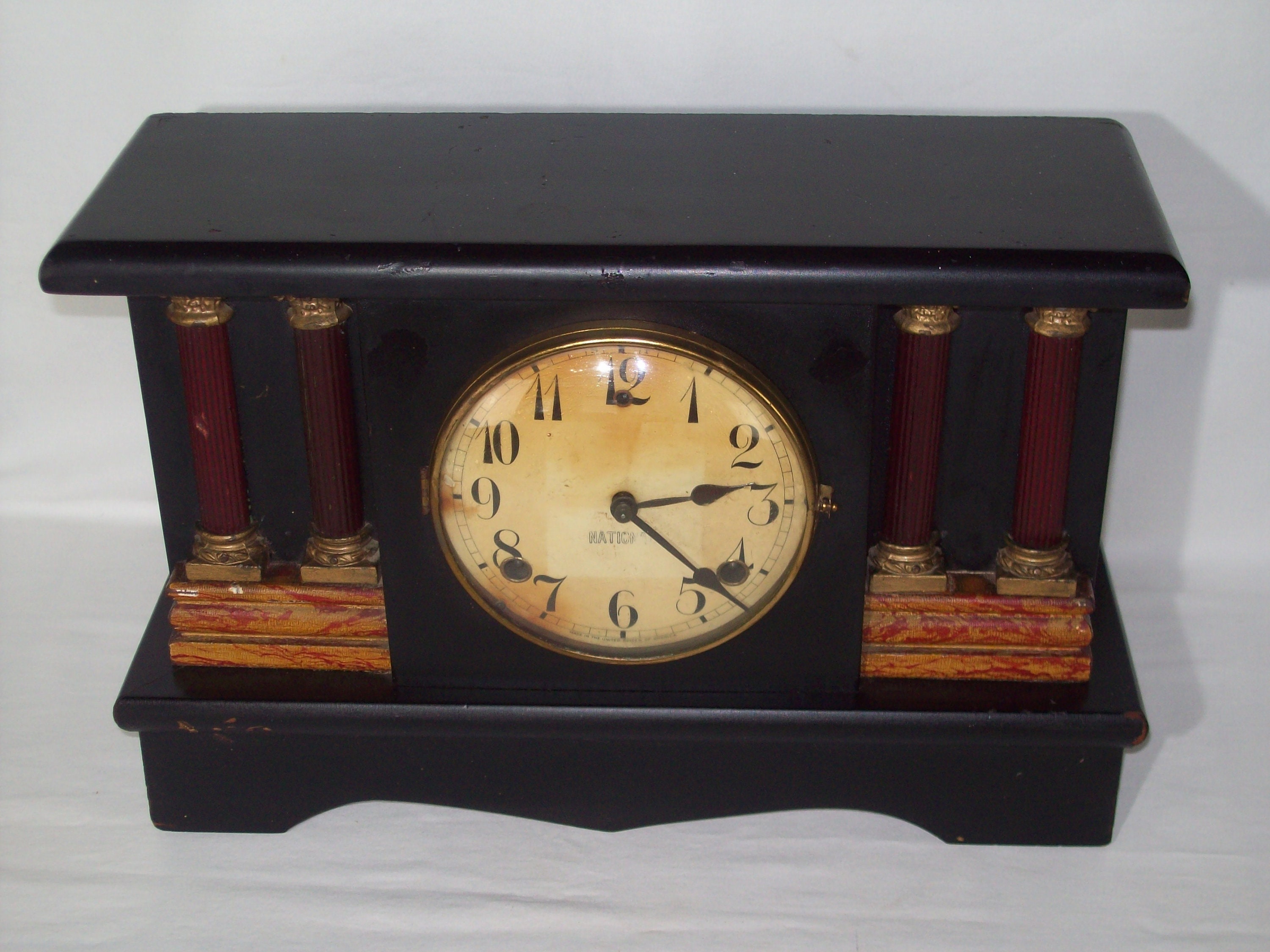 Antique Key Wind Pendulum Movement Mantle / Shelf Clock ~ Does Work ...