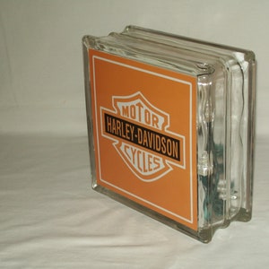 Vintage Two Sided Harley Davidson Motorcycles Lighted Glass Block ...