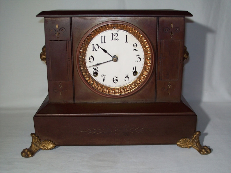 Antique Ansonia Metal Mantel Clock Key Wind Pendulum - Etsy