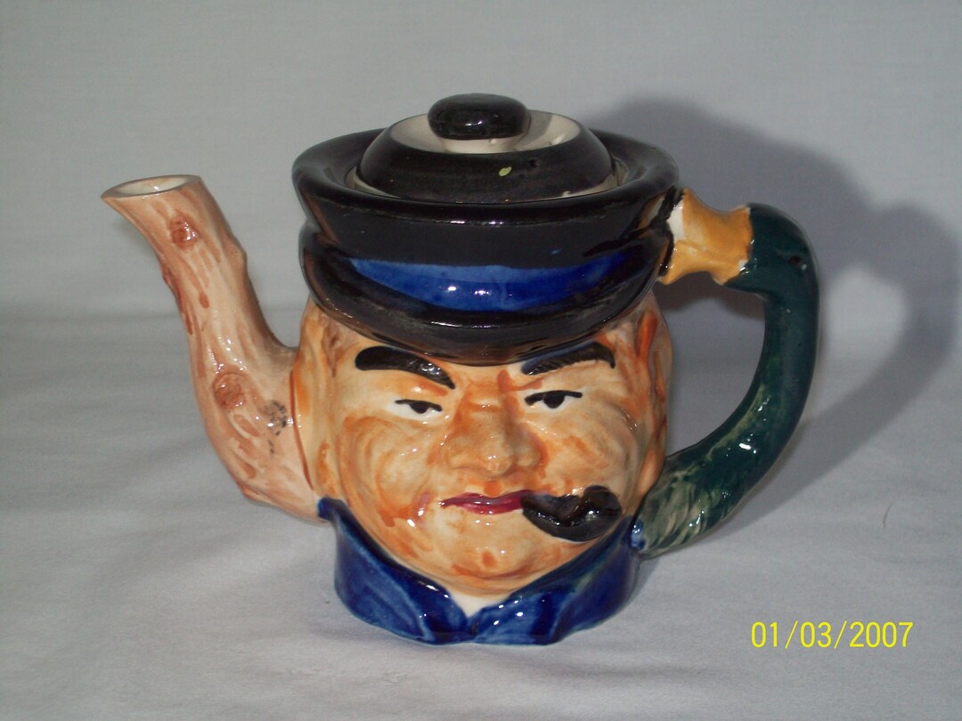 Collectable Man in Hat With Pipe Teapot ~ Antique Tea Pot of Man ~ Made ...