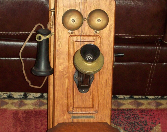 Antique Telephone ~ Early Wood Box Hand Crank Phone Unit ~ This Piece ...