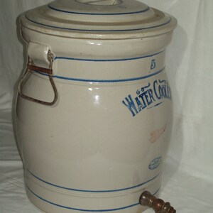 Primitive #5 Red Wing Stoneware Water Cooler Crock ~ Early Antique ...