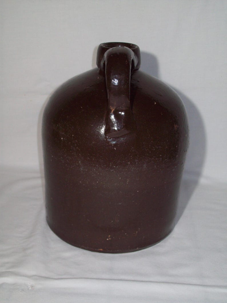 Primitive Stoneware Crock Finger Jug / Small Brown Stoneware Jug ...