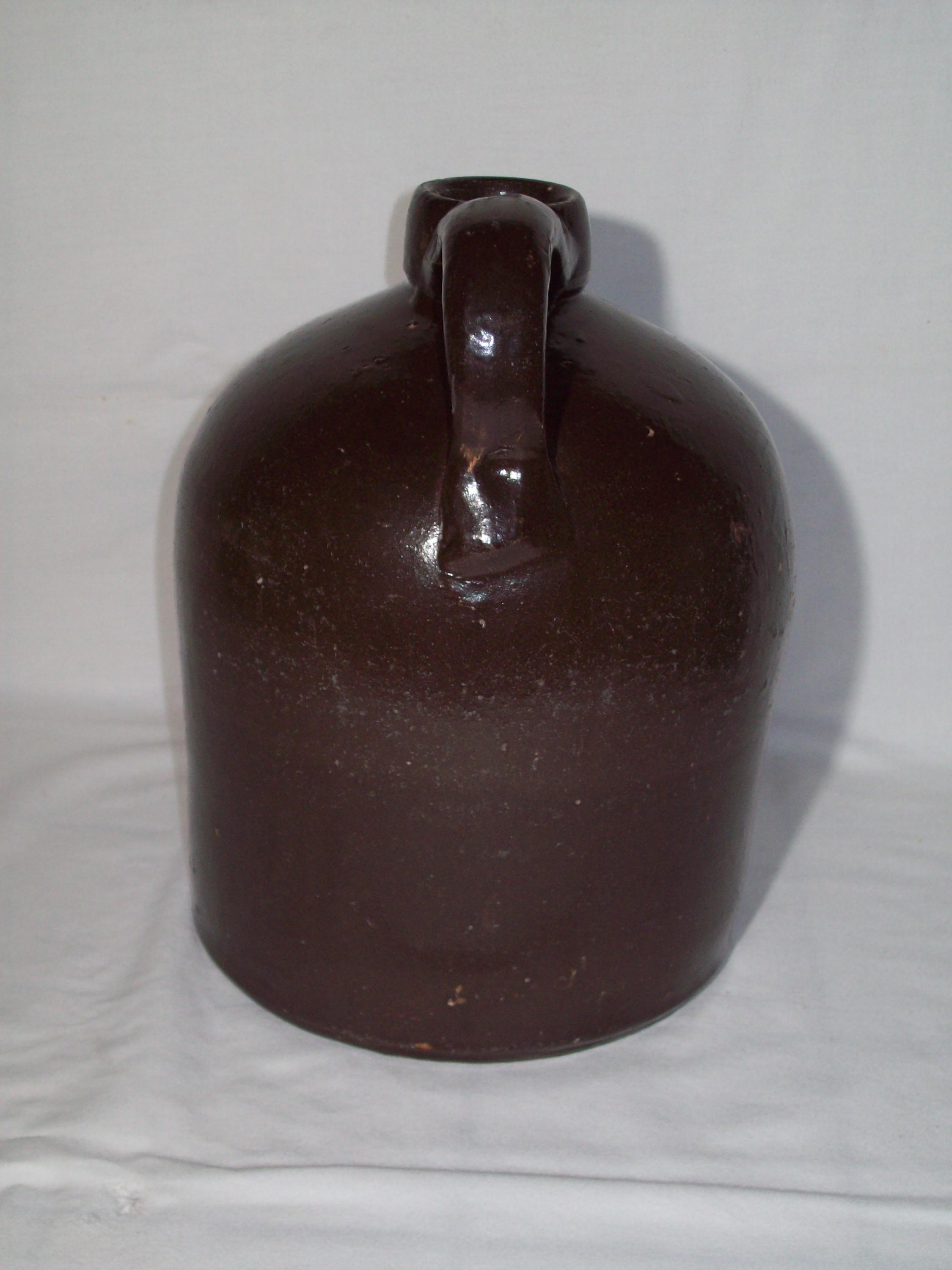 Primitive Stoneware Crock Finger Jug / Small Brown Stoneware Jug ...
