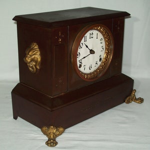 Antique Ansonia Metal Mantel Clock ~ Key Wind Pendulum Movement ...