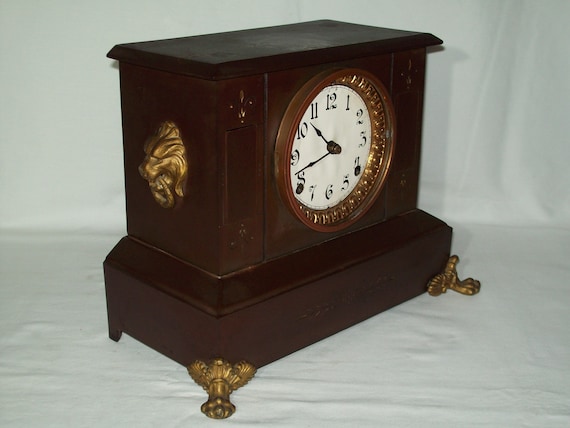 Antique Ansonia Metal Mantel Clock Key Wind Pendulum - Etsy