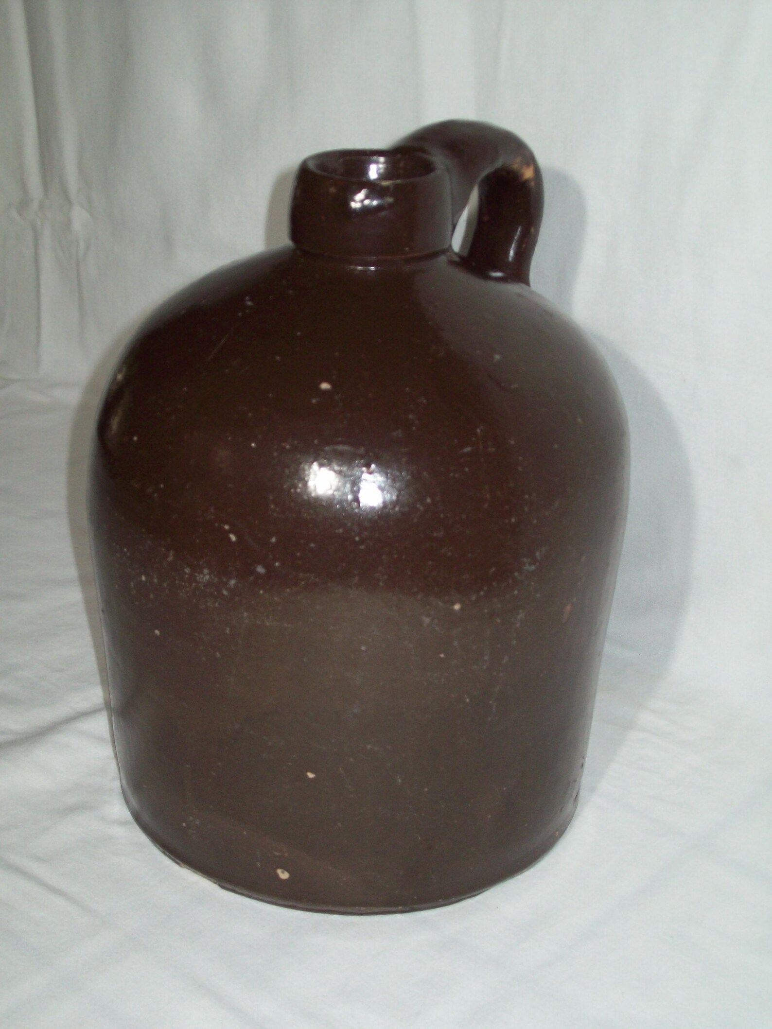 Primitive Stoneware Crock Finger Jug / Small Brown Stoneware Jug ...