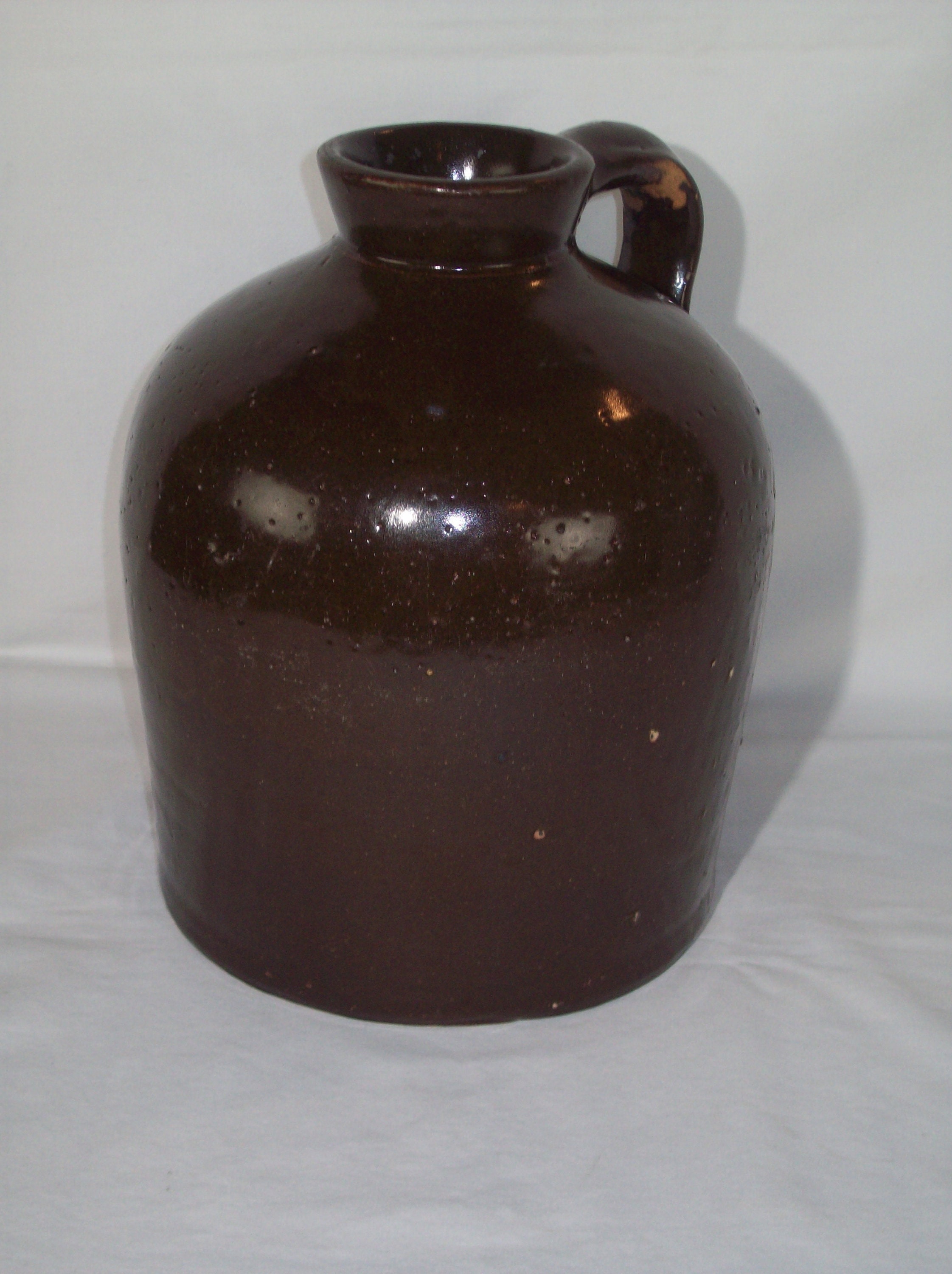 Antique Stoneware Crock Finger Jug ~ Little Brown Jug ~ Nice Primitive ...