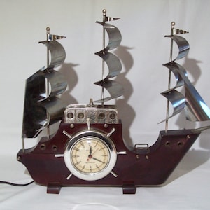 Vintage Gibraltar Wooden Nautical Ship Electric Clock / Night Light ...