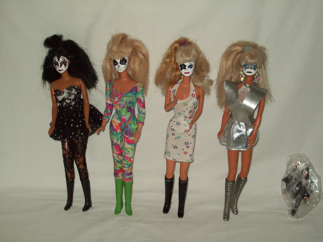 Rare Vintage Folk Art Kiss Band Barbies Comes With Bonus Gene Simmons ...