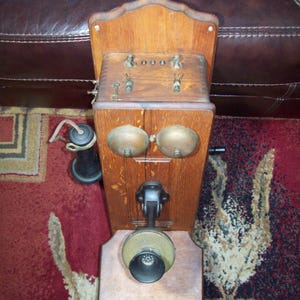 Antique Telephone Early Wood Box Hand Crank Phone Unit This Piece Does ...
