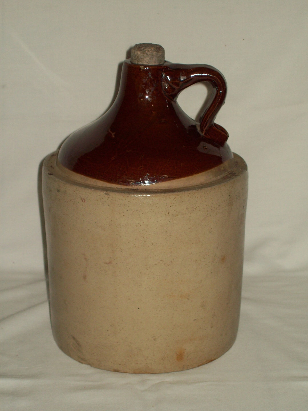 Primitive Two-tone 1 Gallon Stoneware Crock Shoulder Jug ~ Nice Antique ...