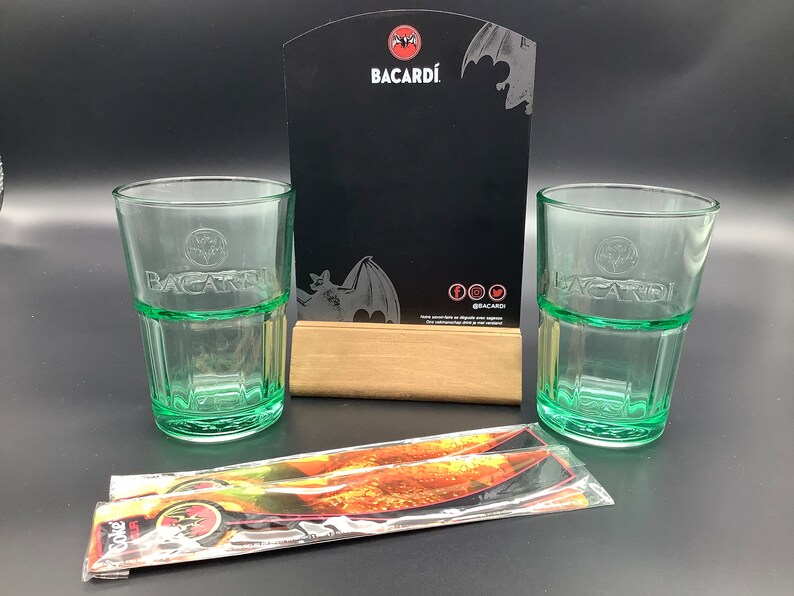 A Beautiful Bacardi Set for the Collector, Consisting of Two Glasses, a ...