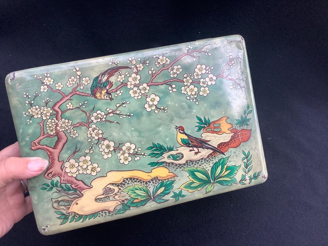 Vintage Tin Bird Can, Rectangular Tin Can, Vintage Tin Can, Birds ...