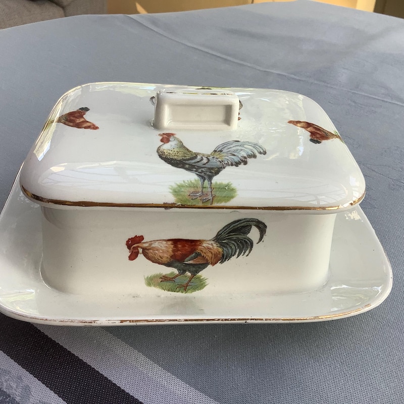Dish With Rooster Cover - Etsy UK
