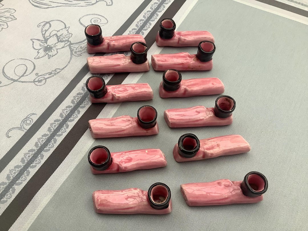 12 Vintage Pink Ceramic Knife Rests Which Can Hold a Flower, Ideal for ...