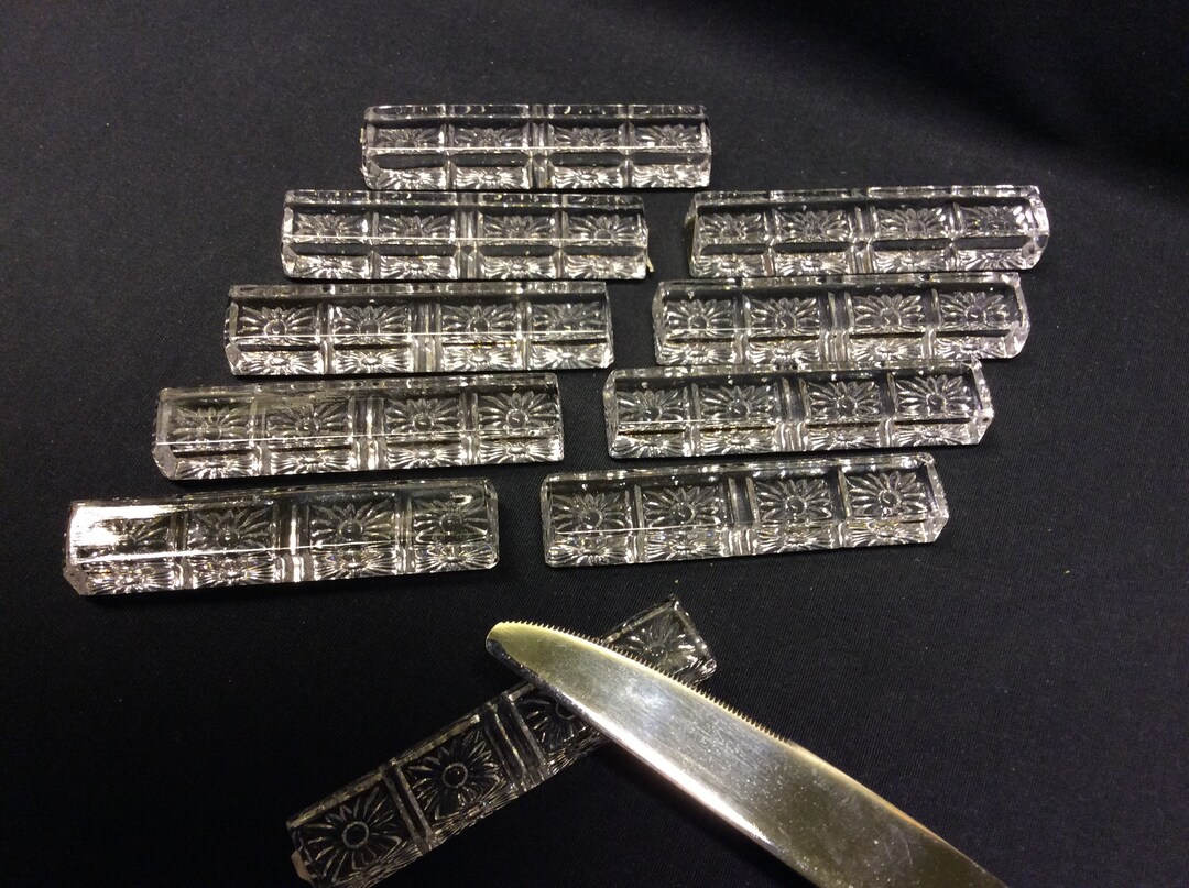 Vintage Set of 10 Wonderful French Cut Crystal Cutlery Rests, Knife ...