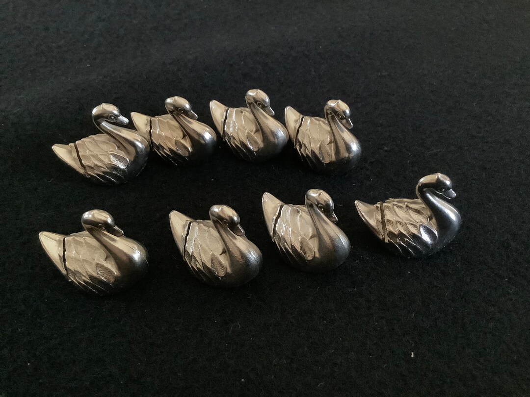 8 Vintage Name Card Holders in the Shape of Metal Little Swans for a ...
