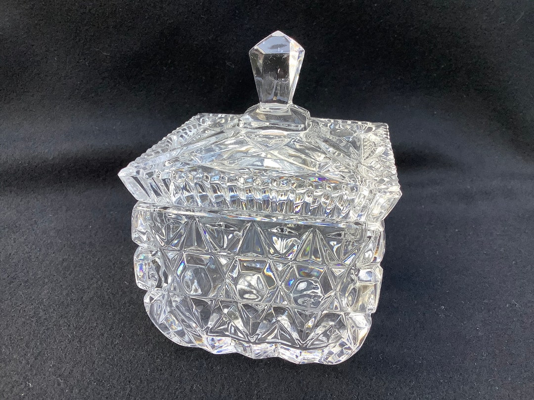 Vintage Glass Rectangular Jar for Storing Sweets or Jam, Honey, Sugar ...