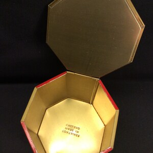 Vintage Octagon Shape Oriental Floral Biscuit Tin Box / Metal Box ...