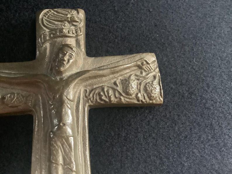 Vintage Small Bronze Crucifix From the Mid-century, Religious Christian ...