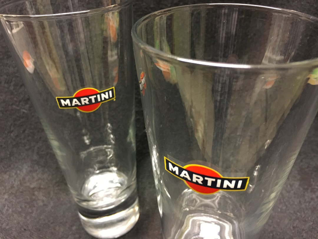 Two Vintage MARTINI Glasses Long Drink Advertisement Martini Martini ...