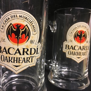 A Set of 2 Vintage Bacardi Oakheart Rum Mugs Glasses, Bacardi for the ...
