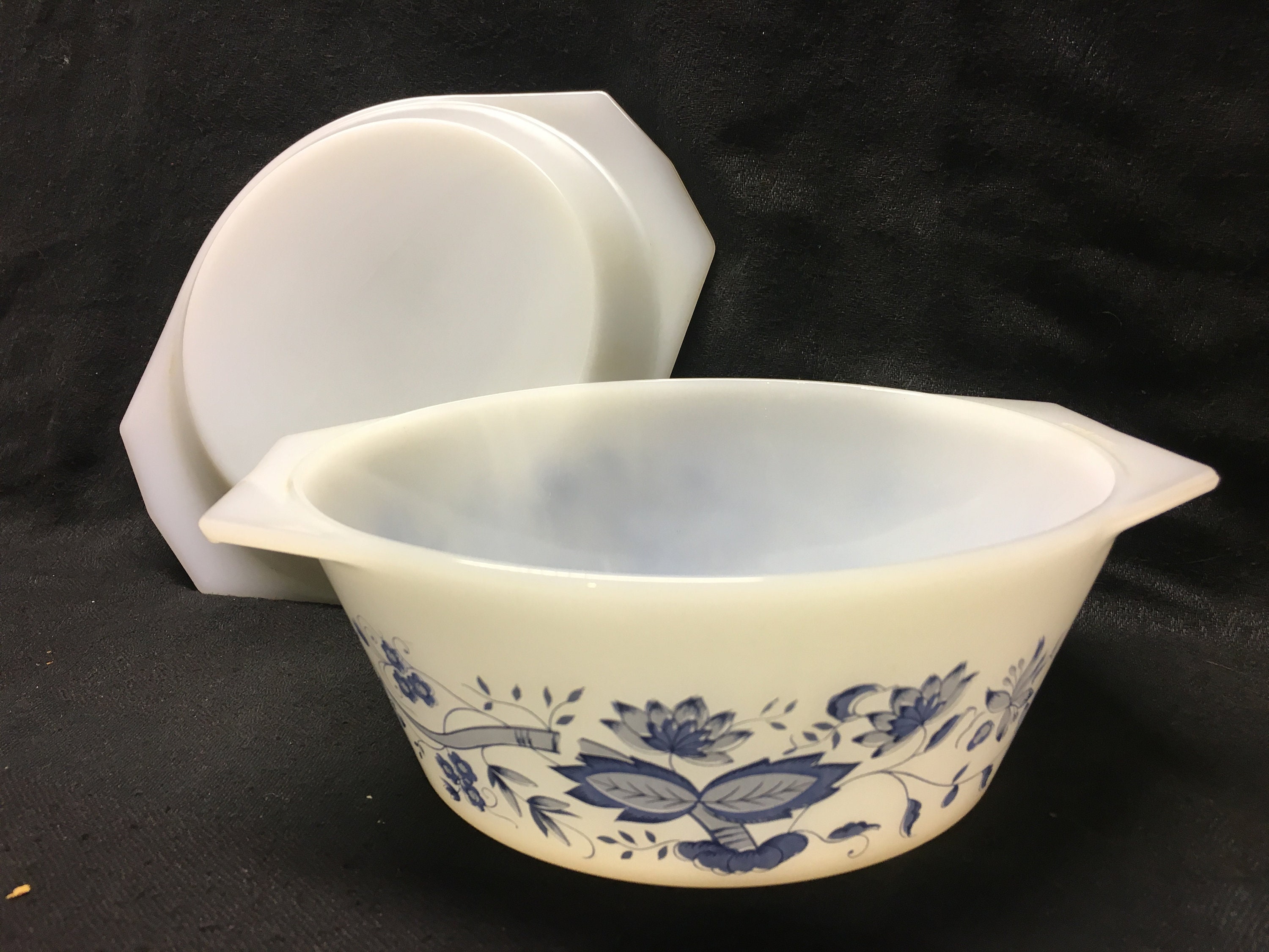 Vintage Arcopal French Casserole Dish blue flower design with | Etsy