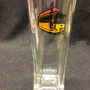 A Vintage Campari Longdrink Glass With Image of Campari Trolley Car and ...