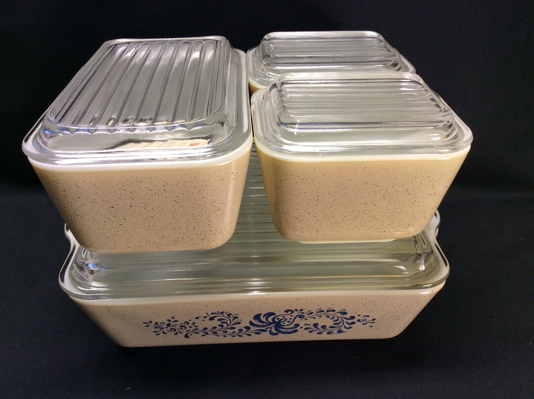 Vintage Rectangular Pyrex Homestead Pattern, 4 Piece Set, Ovenproof ...