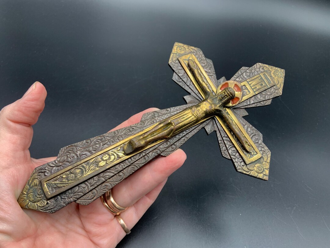 Vintage Art Deco Style Trinity Crucifix, Jesus Christ, Brass Jesus on ...